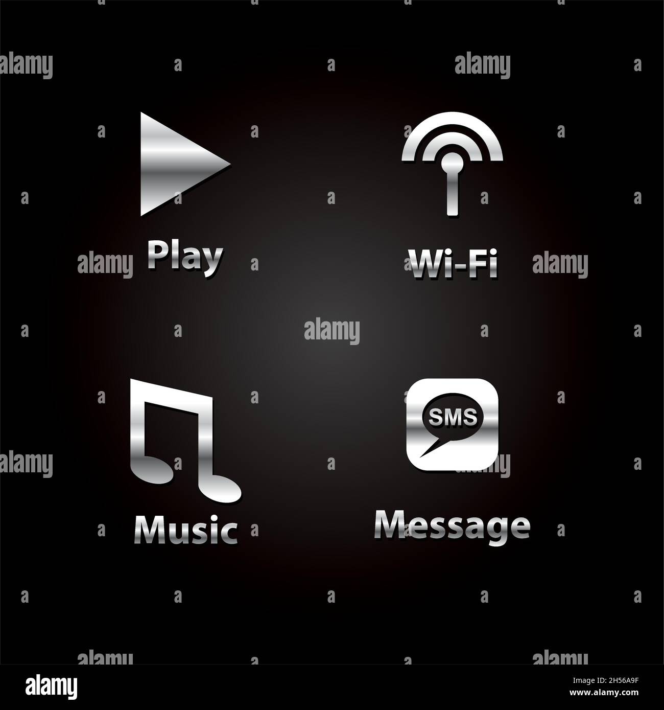set of Black glossy icon on Black background Stock Vector Image & Art ...