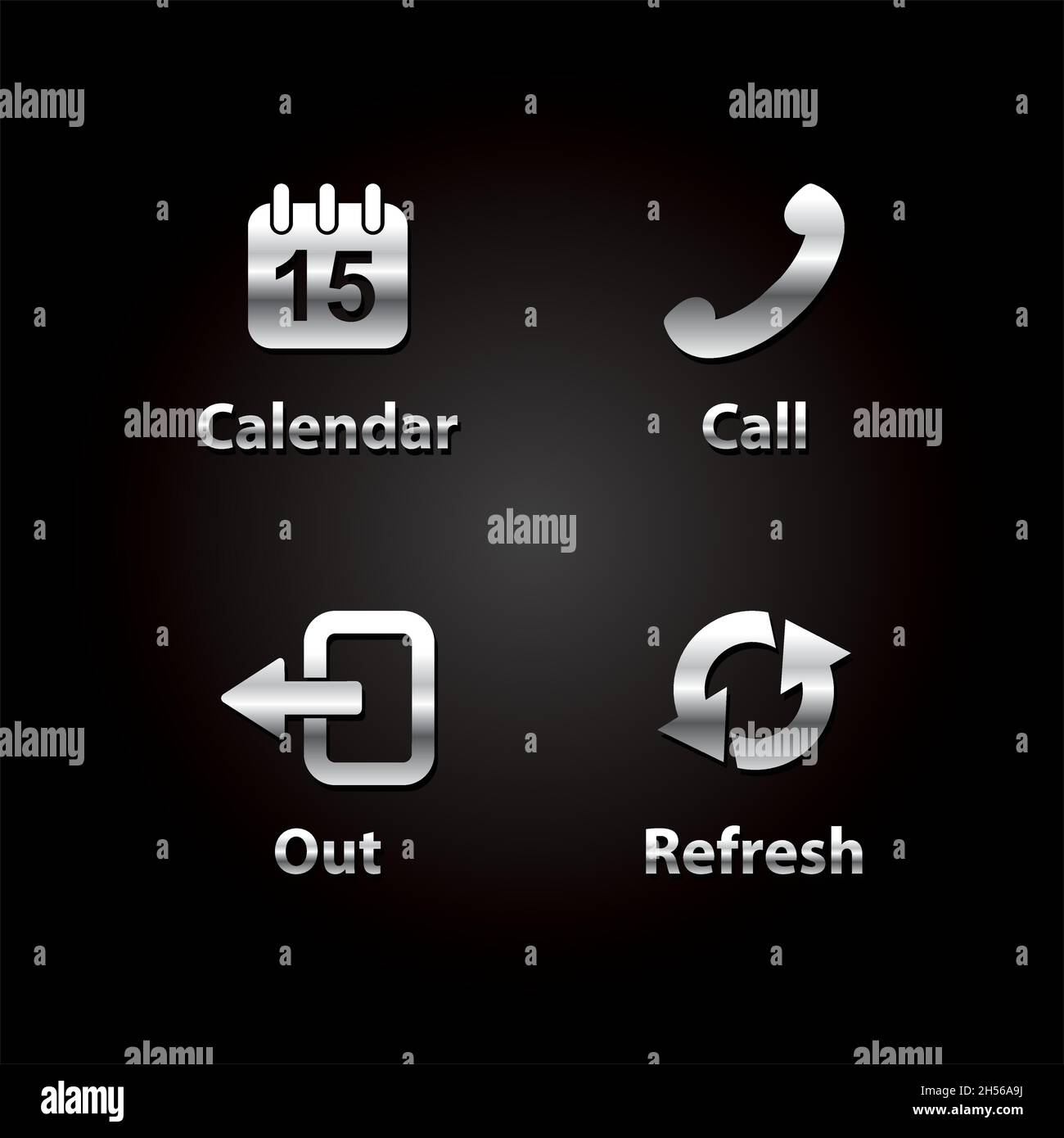 set of Black glossy icon on Black background Stock Vector Image & Art ...
