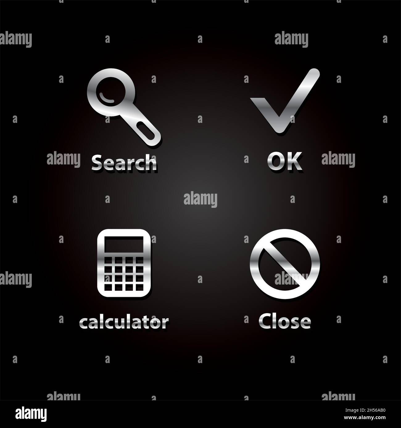 set of Black glossy icon on Black background Stock Vector Image & Art ...