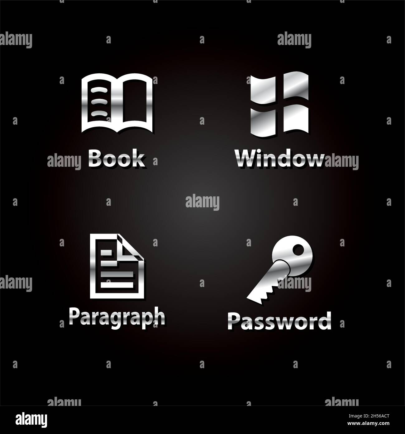 set of Black glossy icon on Black background Stock Vector Image & Art ...