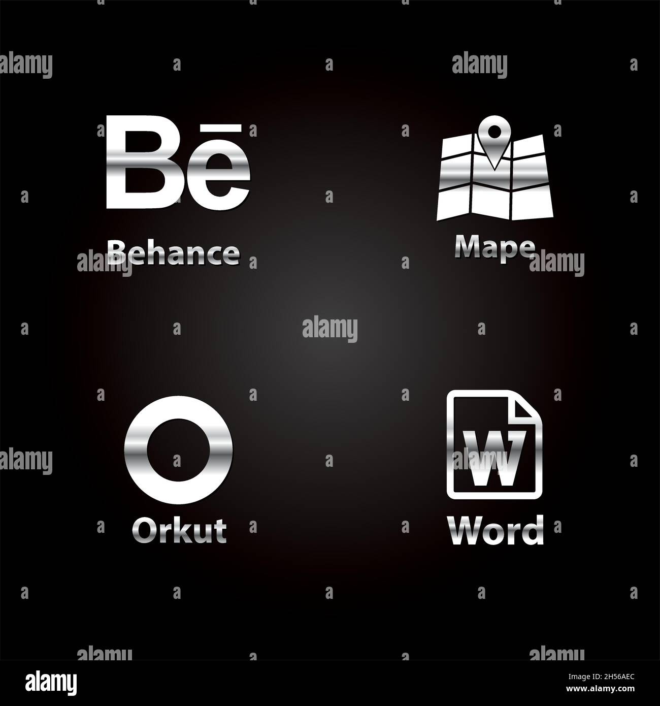 set of Black glossy icon on Black background Stock Vector Image & Art ...