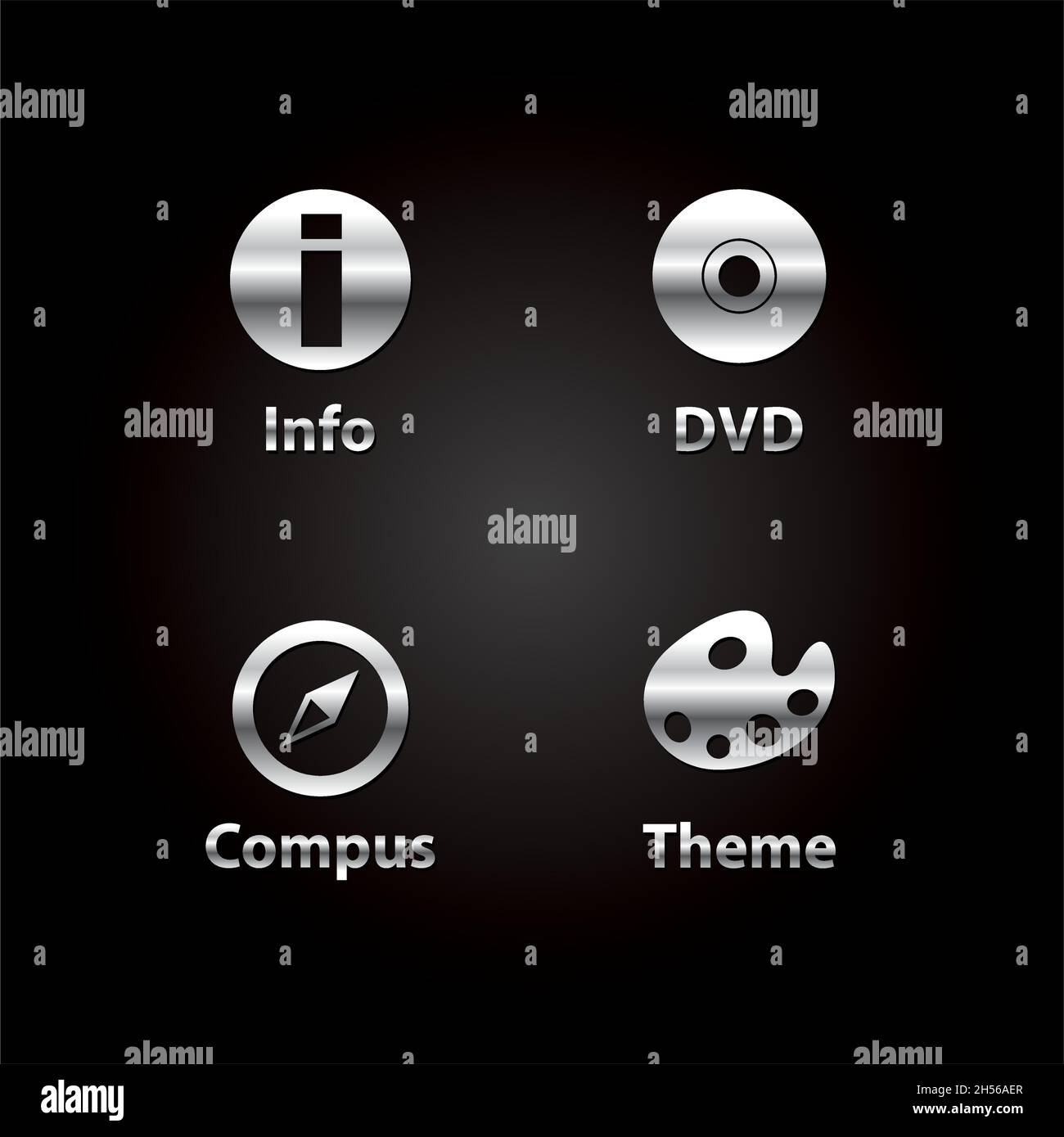 set of Black glossy icon on Black background Stock Vector Image & Art ...