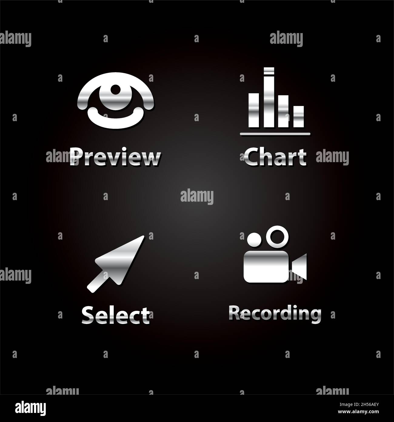 set of Black glossy icon on Black background Stock Vector Image & Art ...