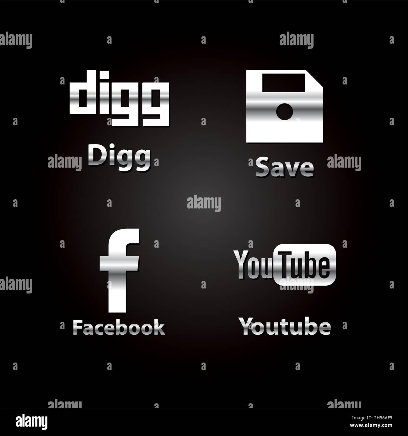 set of Black glossy icon on Black background Stock Vector Image & Art ...