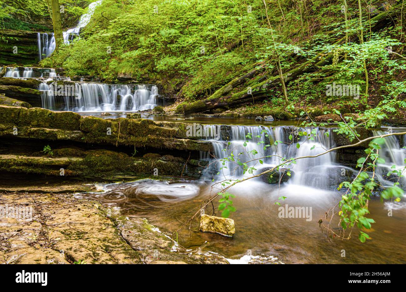 Long exposure photograph of Scaleber Force Waterfall in North Yorkshire ...