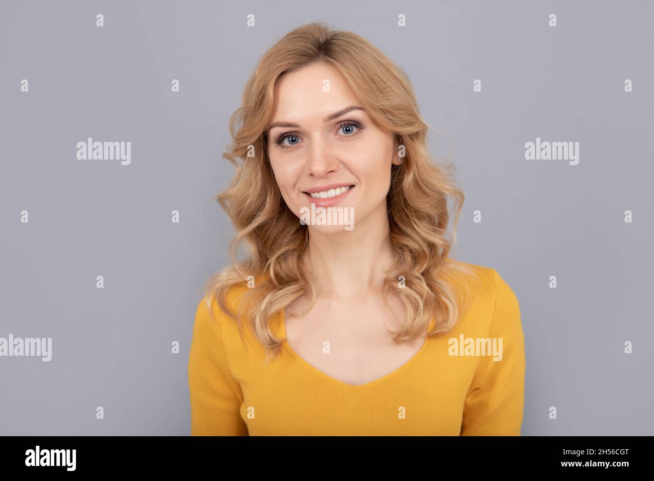 perfect skin. blond woman portrait. express positive emotions. smooth ...