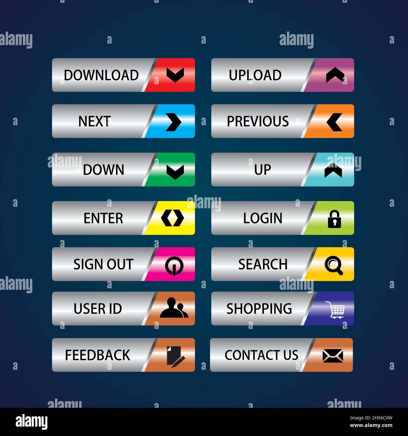 Web Design buttons Theme web and computing colorful web designing button template elements Stock ...