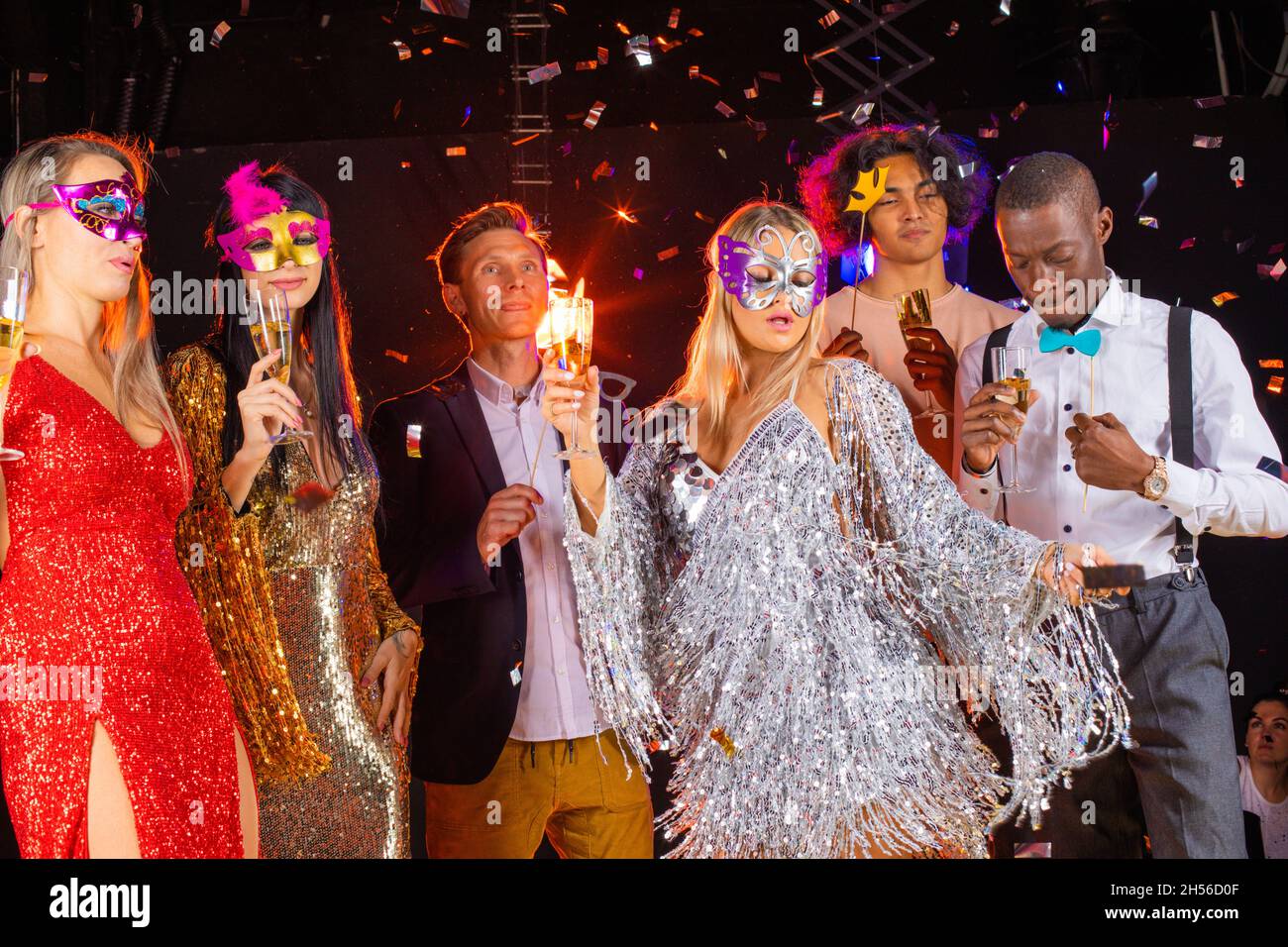 Multi ethnic friends dancing night club hi-res stock photography and ...