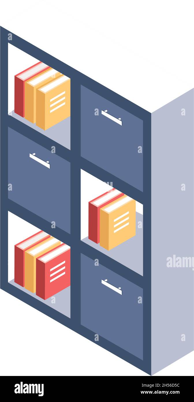 Isometric office bookcase 3d for interior, modern furniture. Vector ...