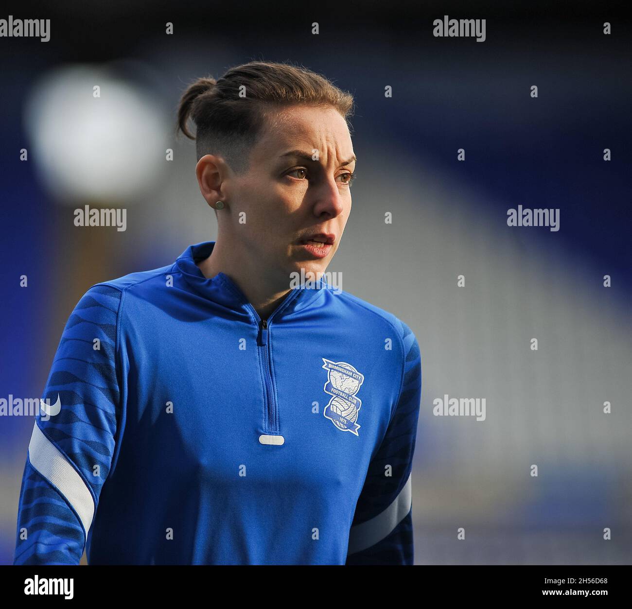 Birmingham warm up Sarah Ewens (Birmingham City no.9) During the Womens ...