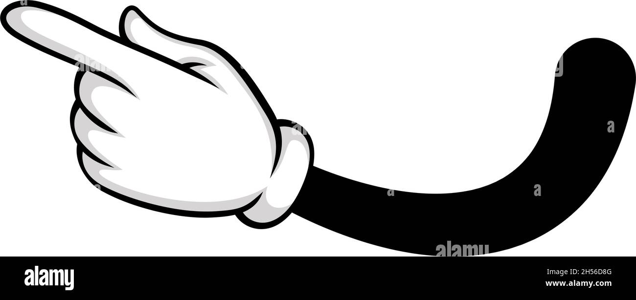 Direct to left, cartoon hand show right way. Comic hand in glove ...