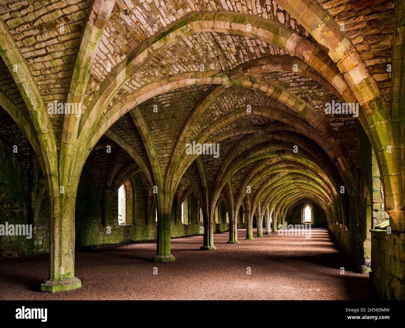 Stone cellars in Ruins of Fountains Abbey in North Yorkshire, England ...