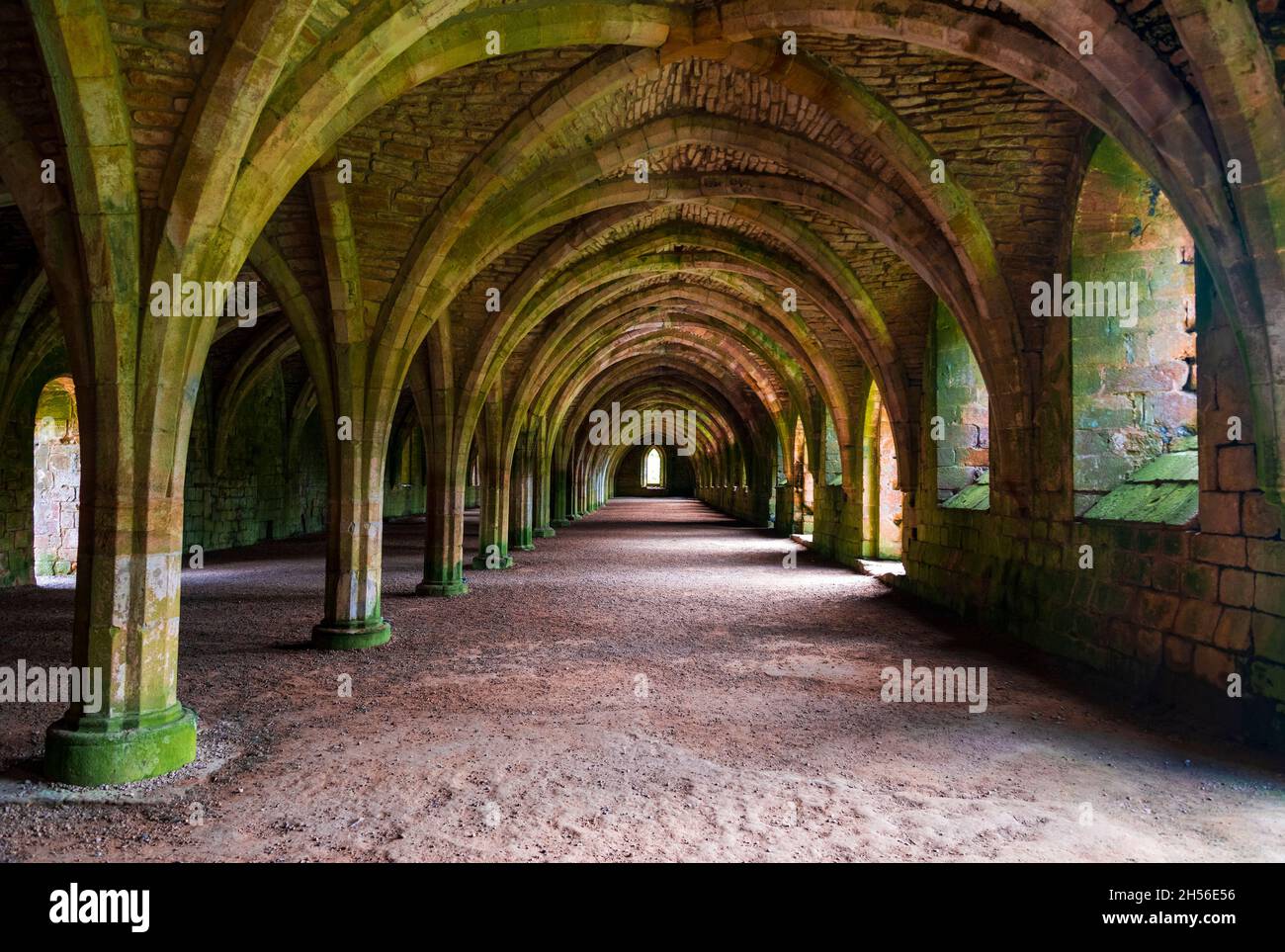 Stone cellars in Ruins of Fountains Abbey in North Yorkshire, England ...