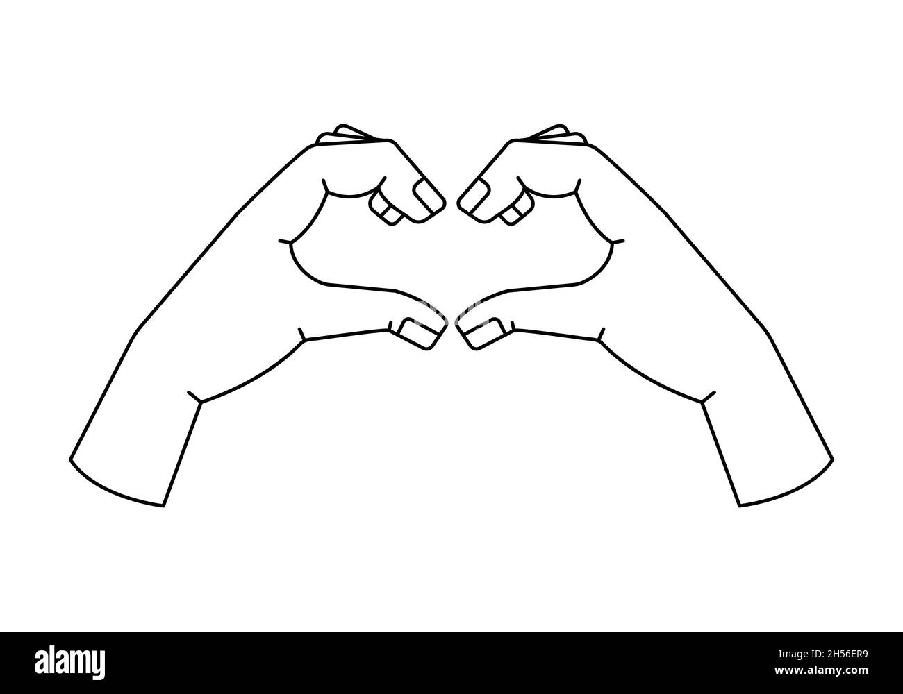 Vector illustration of a hand gesture - heart, love gesture. Outline ...