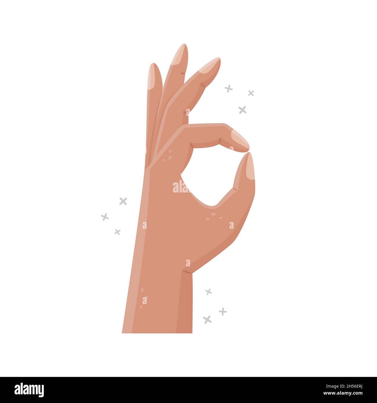 Vector illustration of a hand gesture - OK, approx. Flat style woman ...