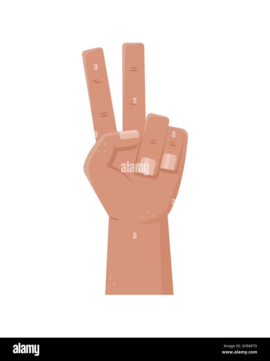 Vector illustration of hand gestures - victory. Flat style man hand ...