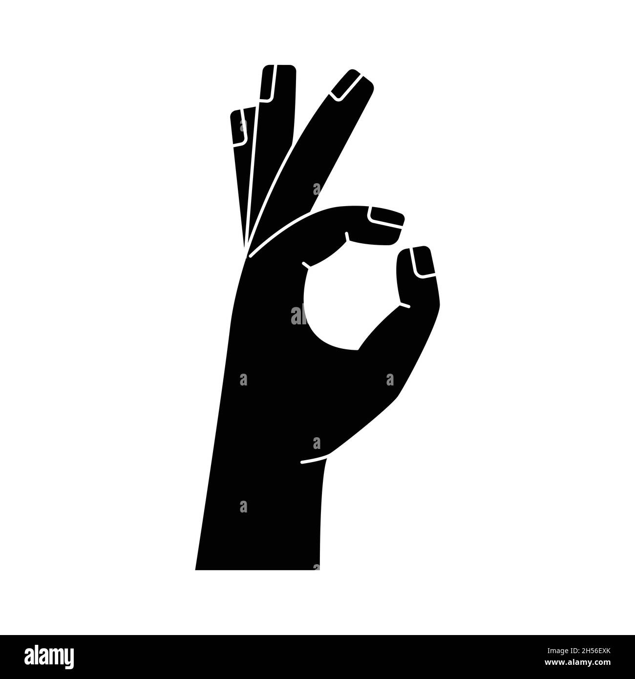 Vector illustration of a hand gesture - OK, approx. Simple style man ...