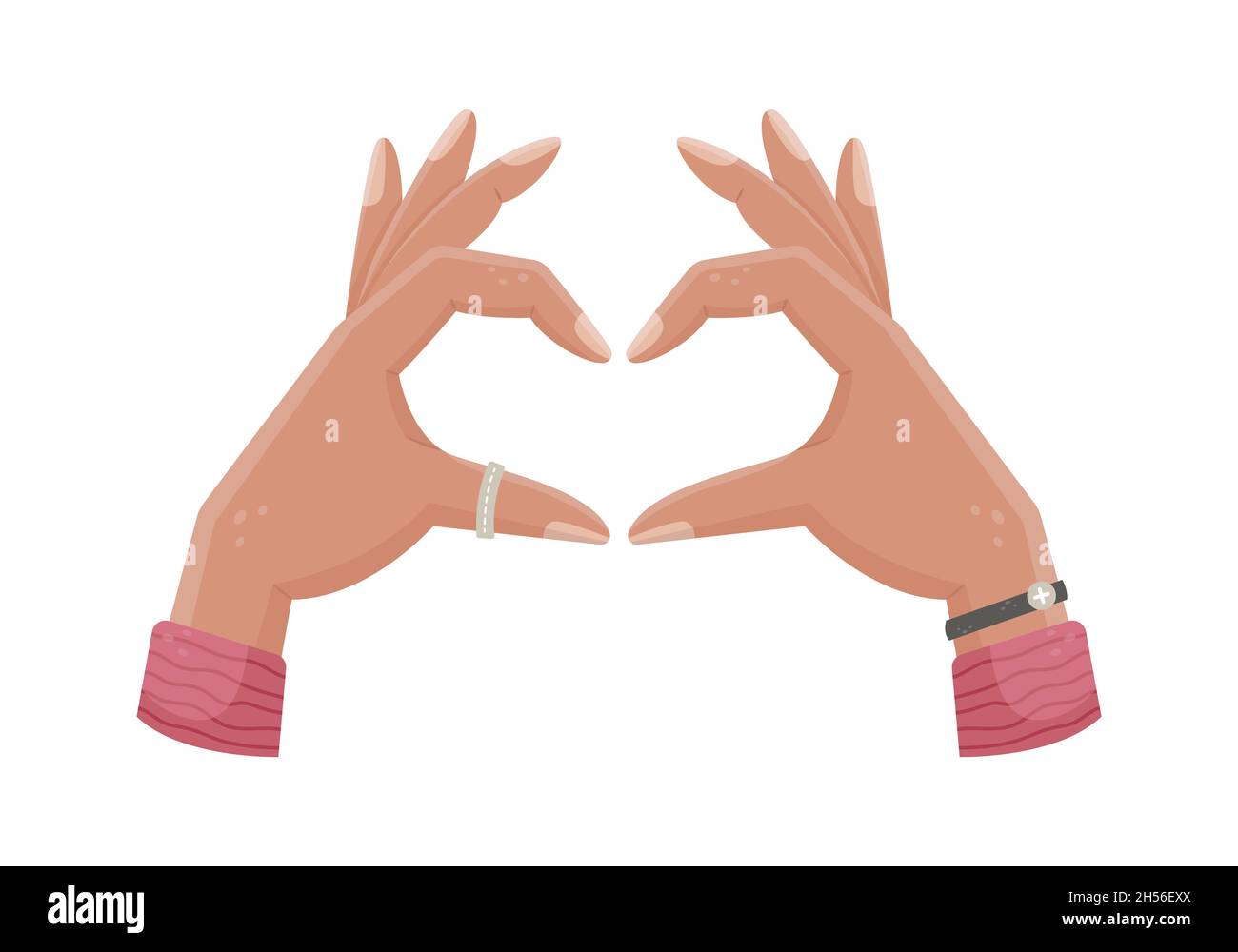 Vector illustration of a hand gesture - heart, love gesture. Flat style ...