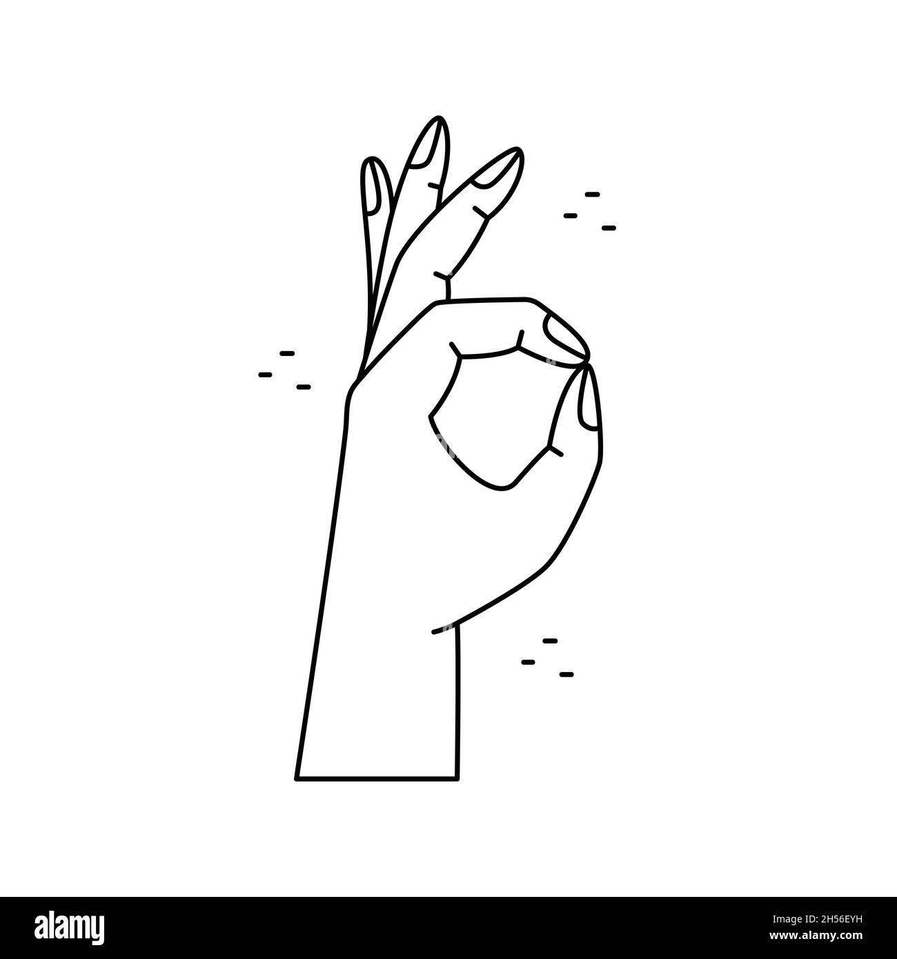 Vector illustration of a hand gesture - OK, approx. Outline woman hand ...