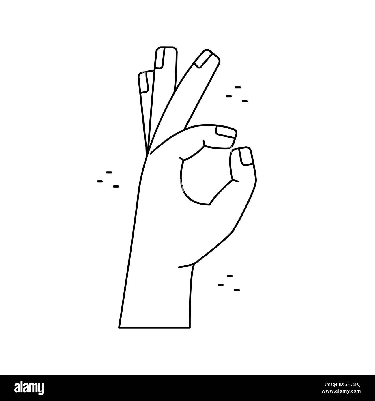 Vector illustration of a hand gesture - OK, approx. Outline man hand ...