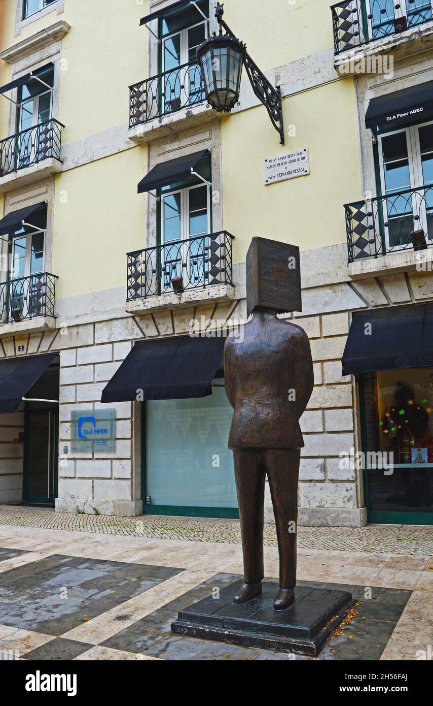 Monument to Fernando Pessoa (1888-1935) - Portuguese poet, novelist ...