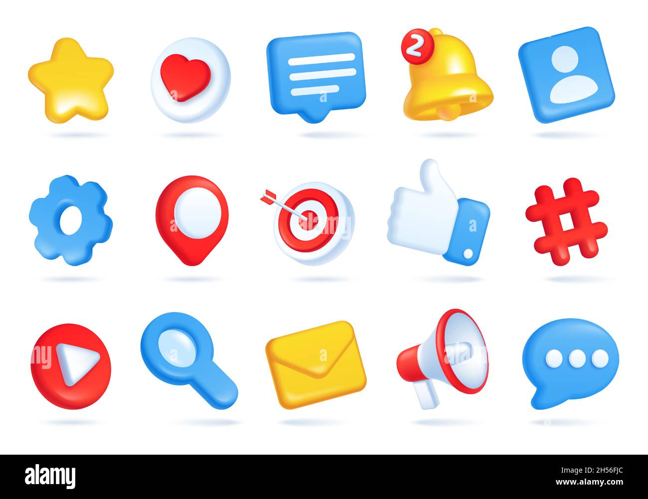 3d social media icons, online communication, digital marketing symbols ...