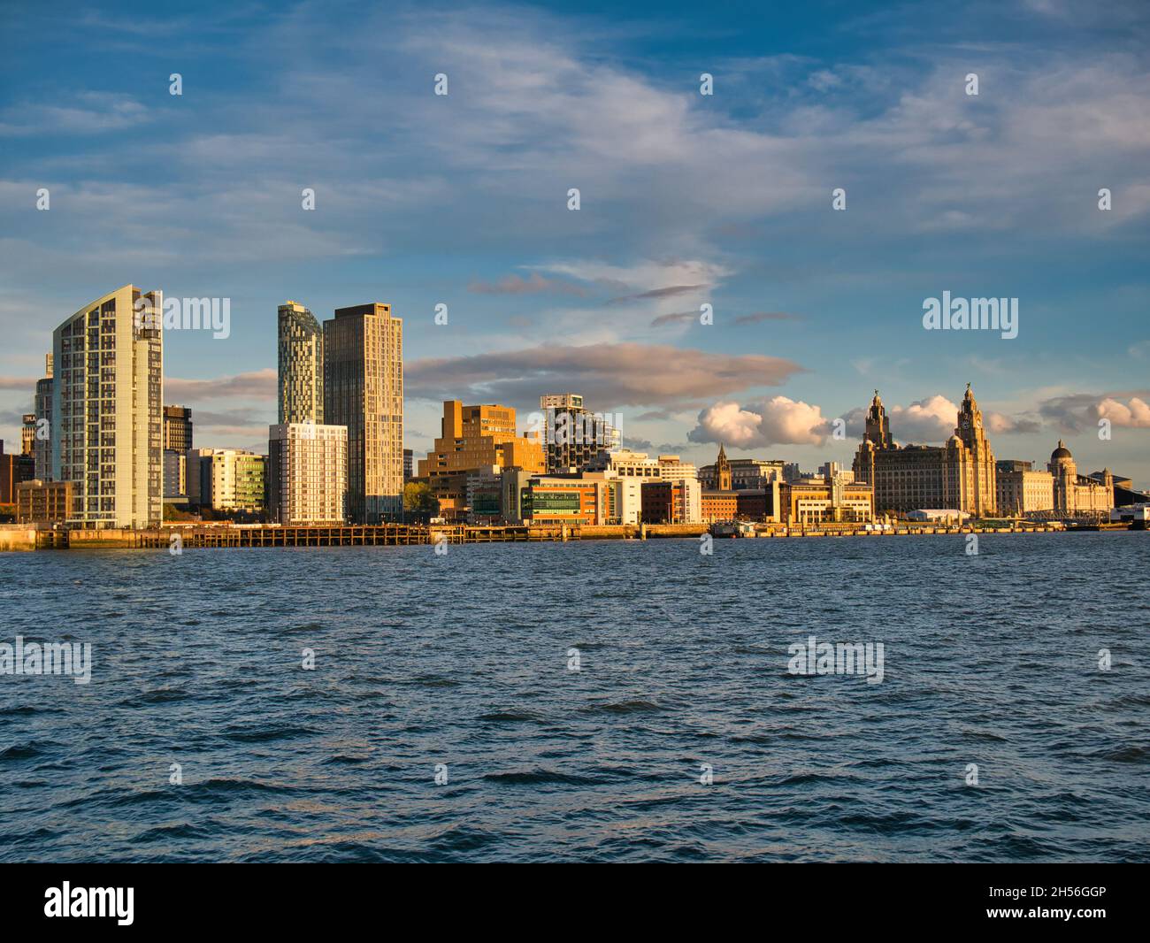 Liverpool's historic waterfront, including modern office blocks and the ...