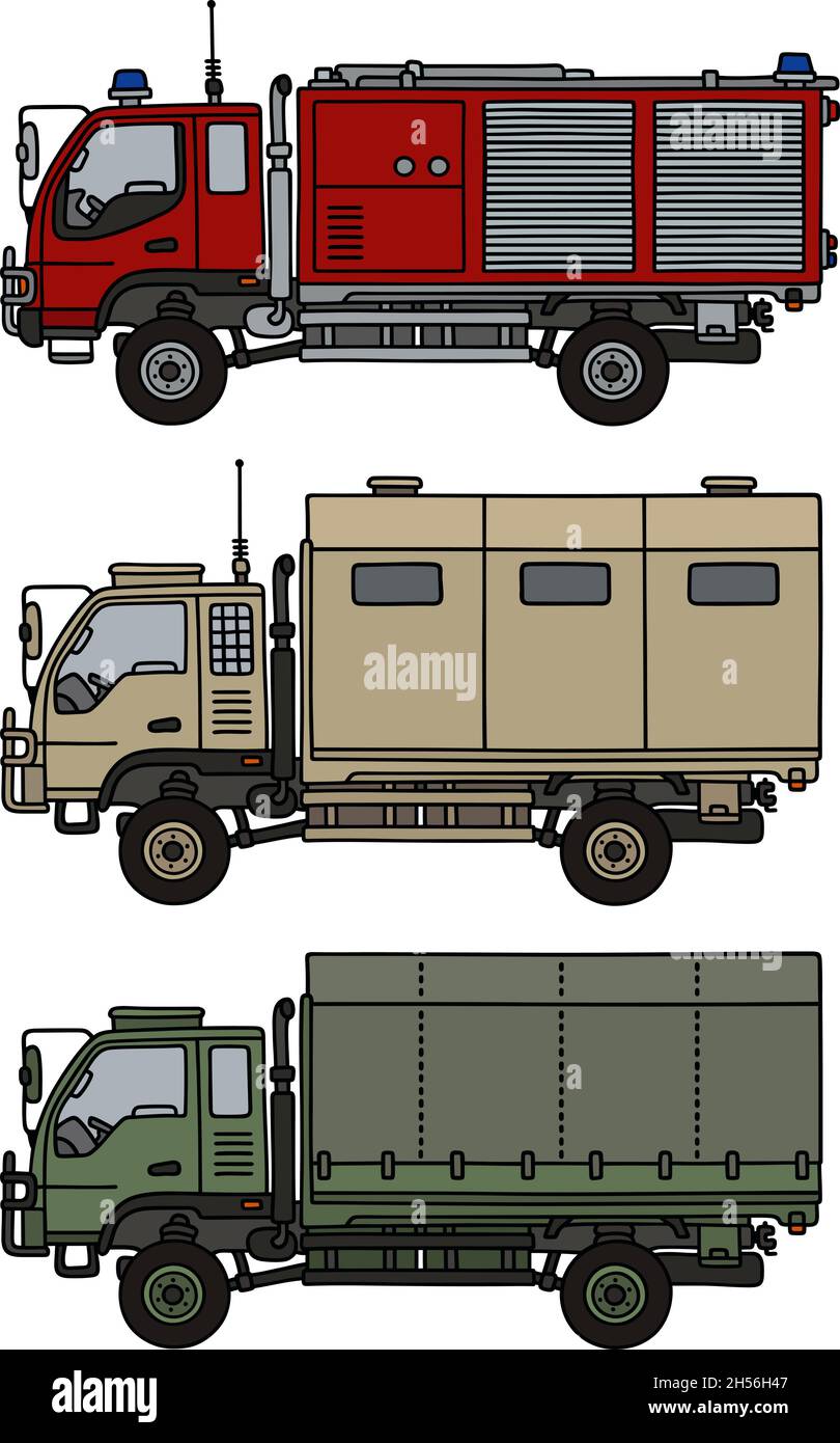 Three red fire trucks hi-res stock photography and images - Alamy