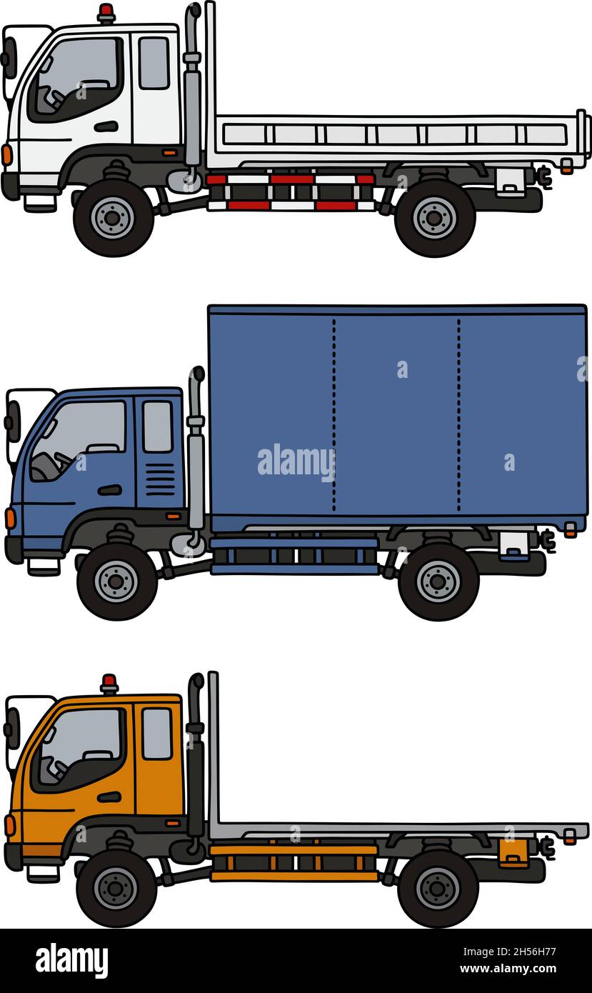 Hand drawing of three small trucks Stock Vector Image & Art - Alamy