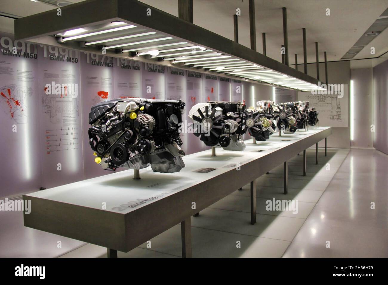 Automobile engine gallery on display at BMW Museum in Munich, Germany ...