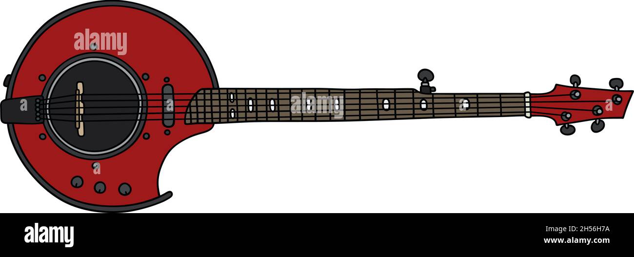 Hand drawing of a modern red electric five strings banjo Stock Vector ...