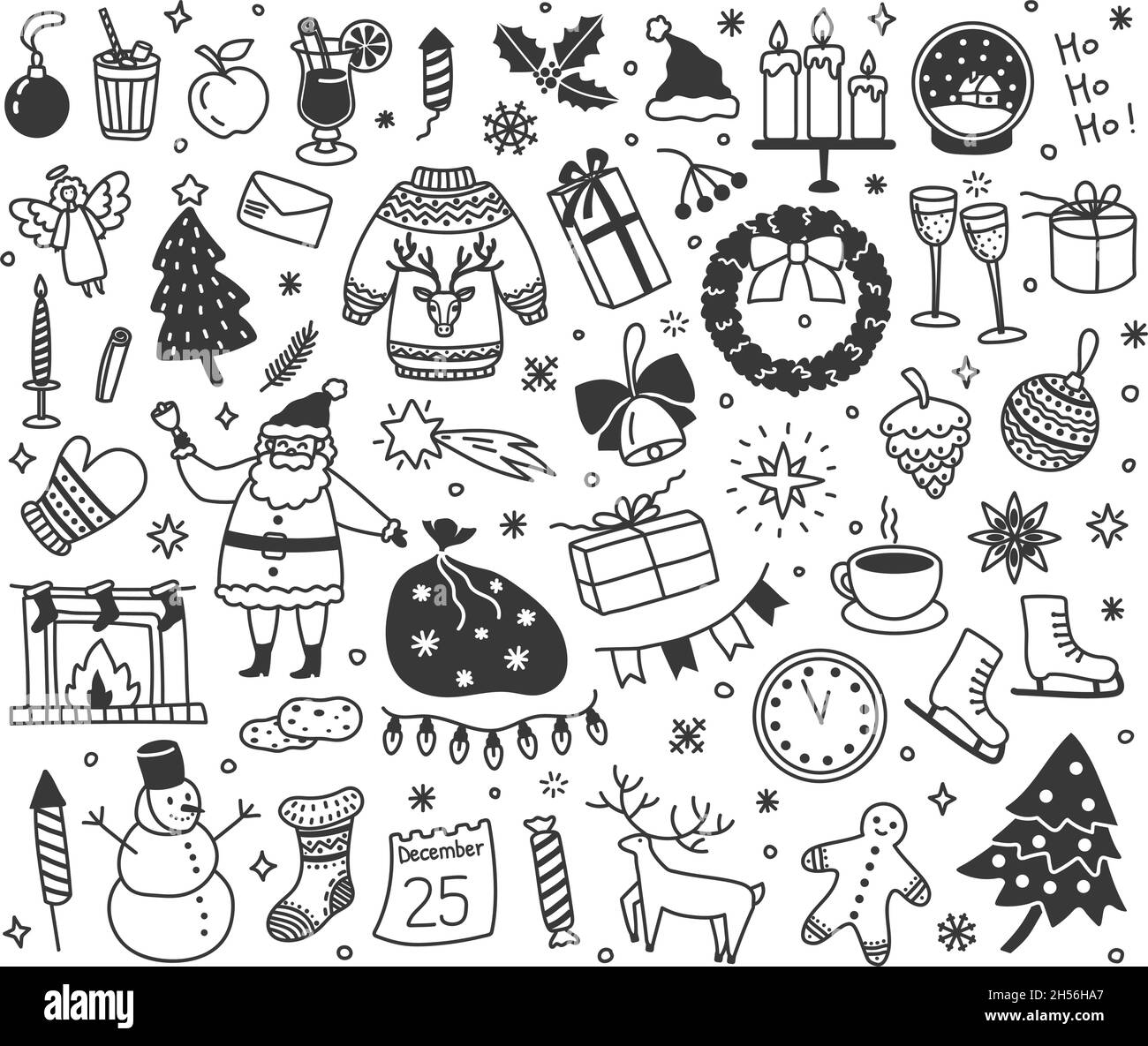 Christmas drawings Black and White Stock Photos & Images - Alamy