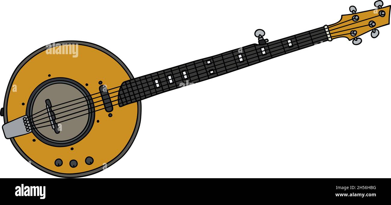 Hand drawing of a yellow electric five strings banjo Stock Vector Image ...