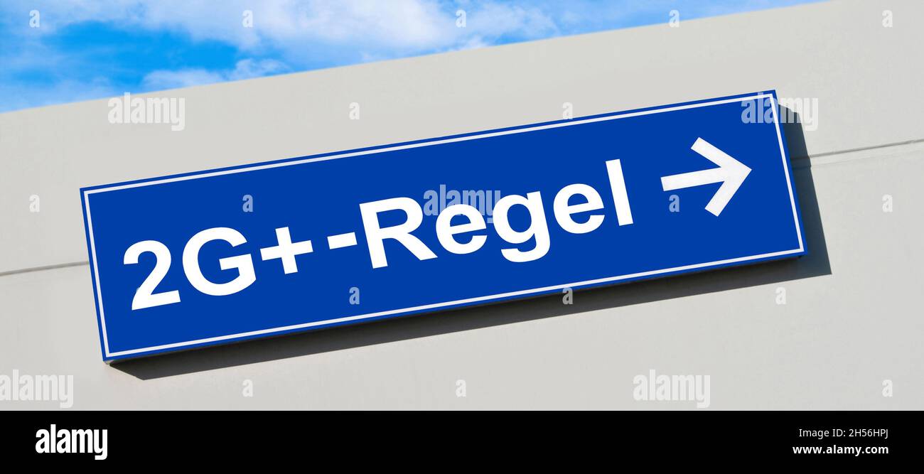 German Corona 2G+ Rule and blue sign Stock Photo - Alamy