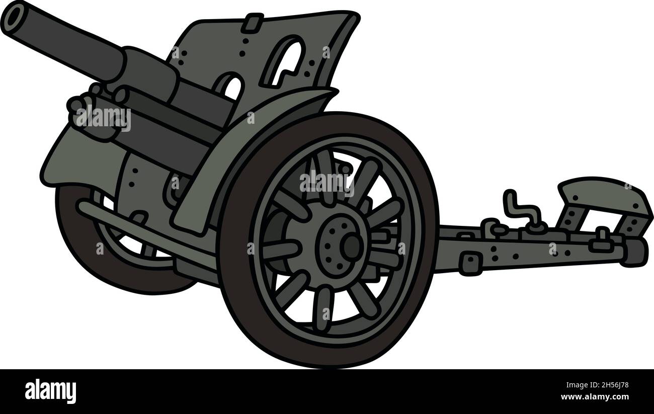 The vectorized hand drawing of a vintage field cannon Stock Vector ...