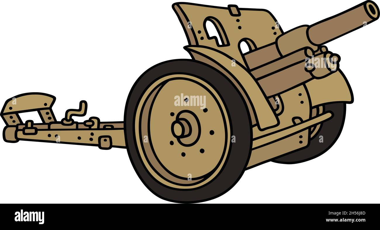 The vectorized hand drawing of a vintage sand field cannon Stock Vector ...