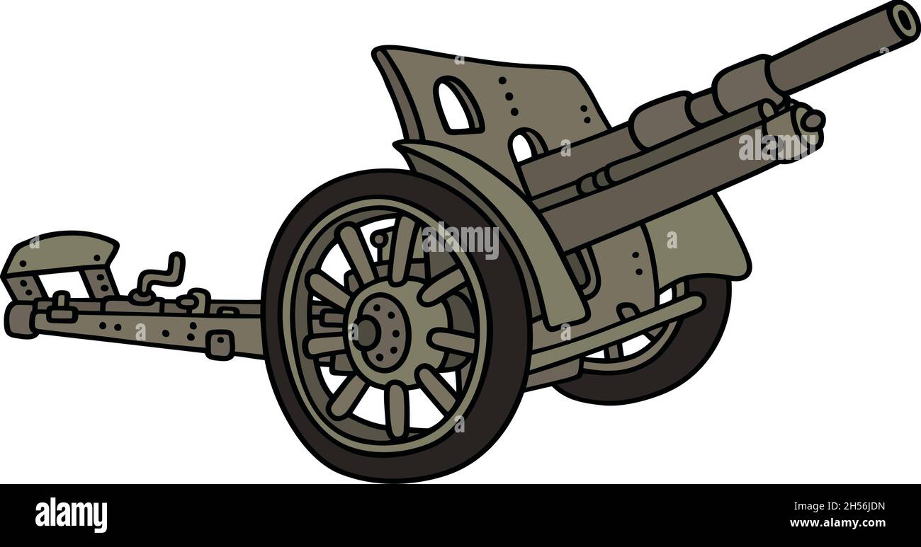 The vectorized hand drawing of a vintage field cannon Stock Vector ...