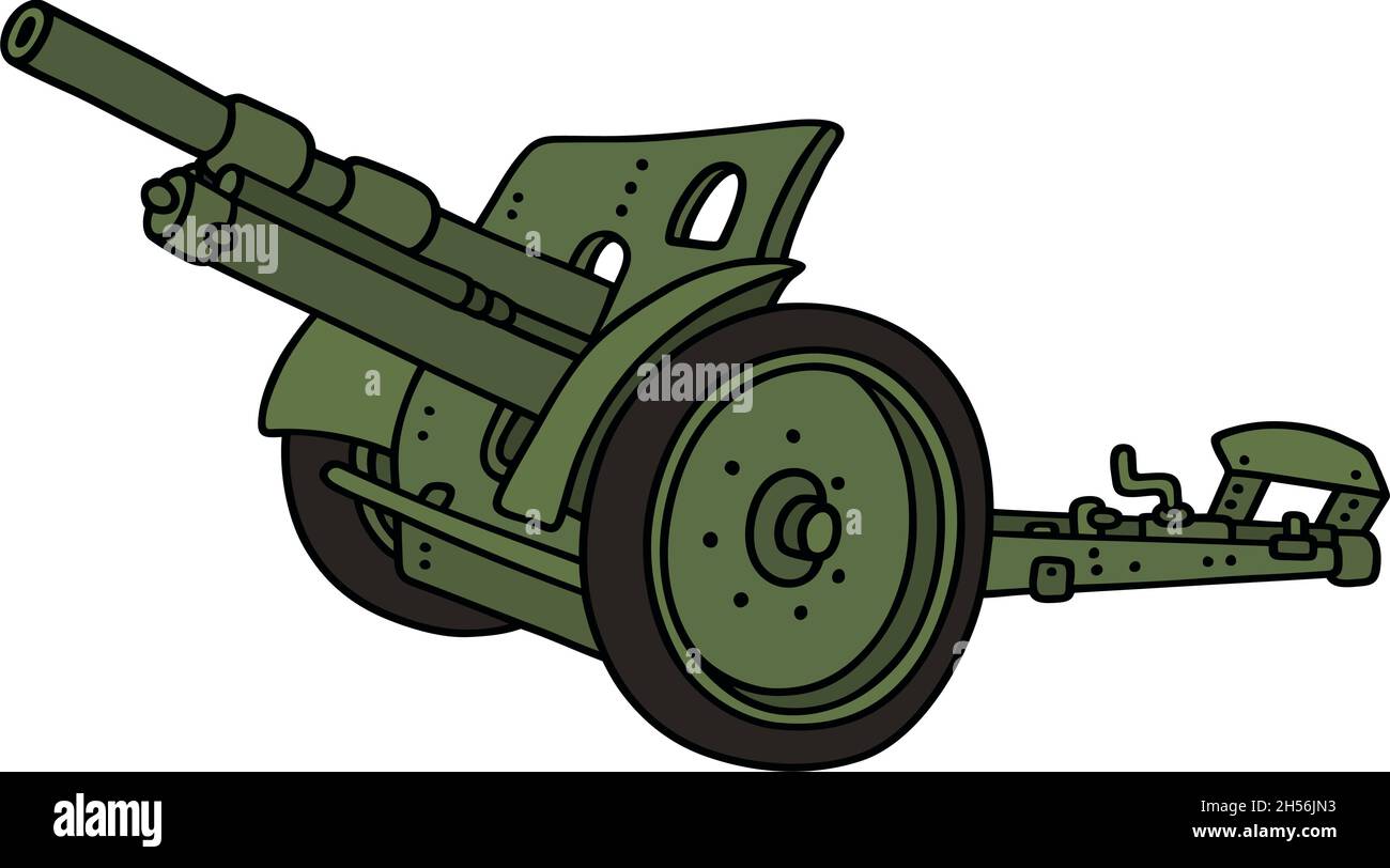 The vectorized hand drawing of a vintage field cannon Stock Vector ...
