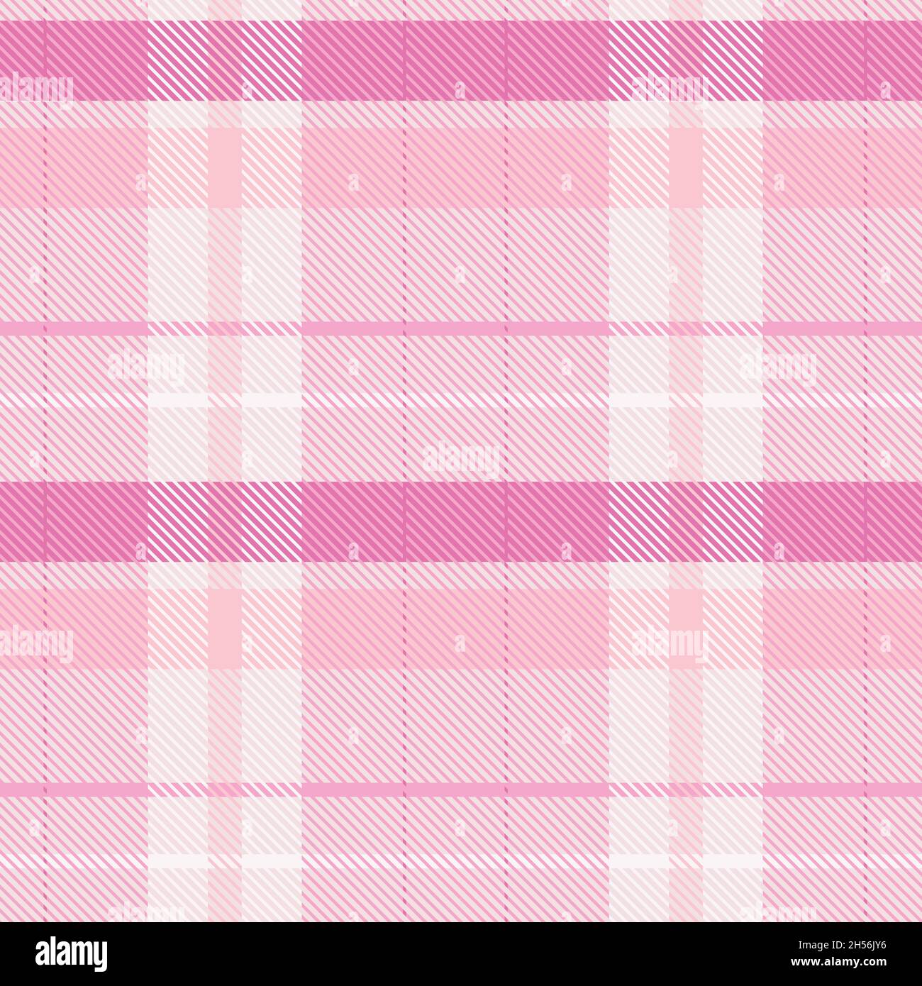 Girly pink seamless plaid vector pattern. Gingham bright color checker ...