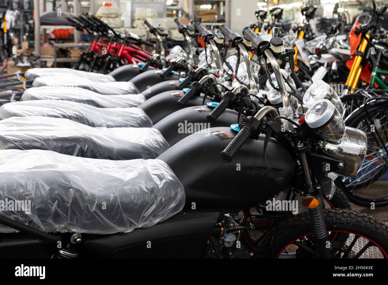 production of motorcycles on an industrial scale, warehouse for ...