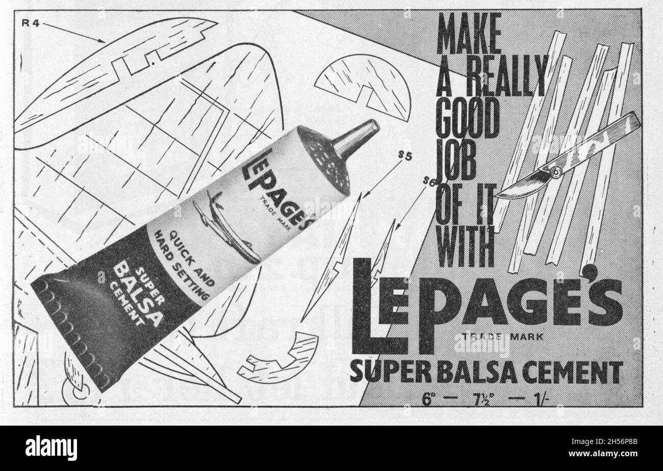 LePage's Super Balsa Cement tube. "Quick and Hard Setting". Used to ...