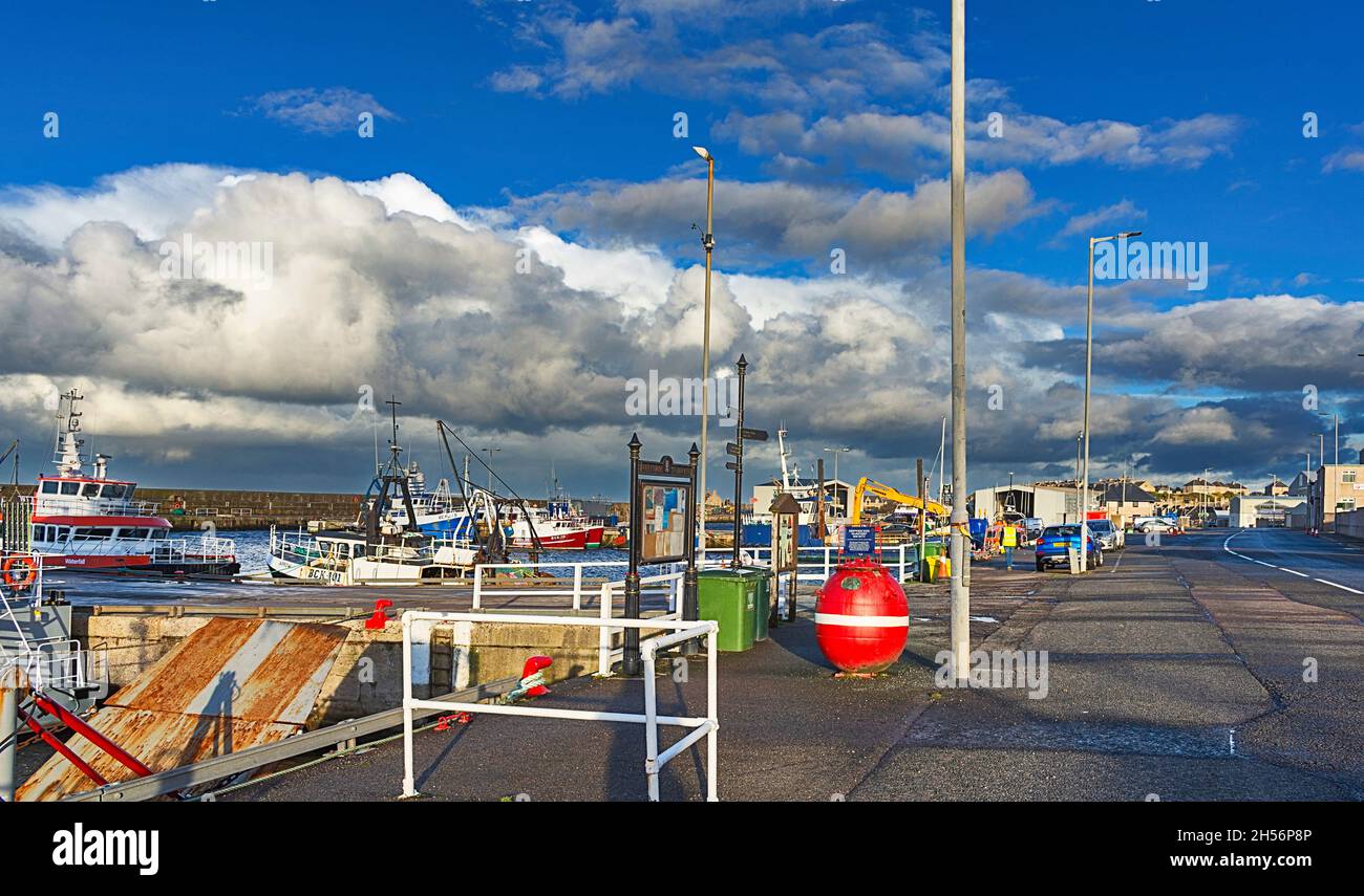 BUCKIE HARBOUR MORAY FIRTH SCOTLAND A WINTRY SKY AND COMMERCIAL ROAD ...