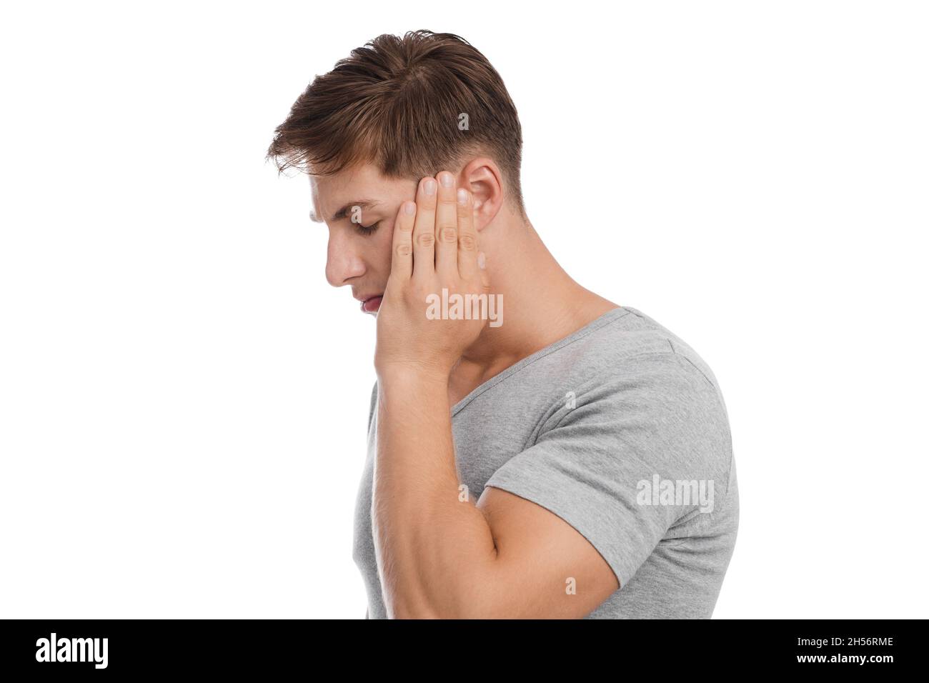 Hand at temple hi-res stock photography and images - Alamy
