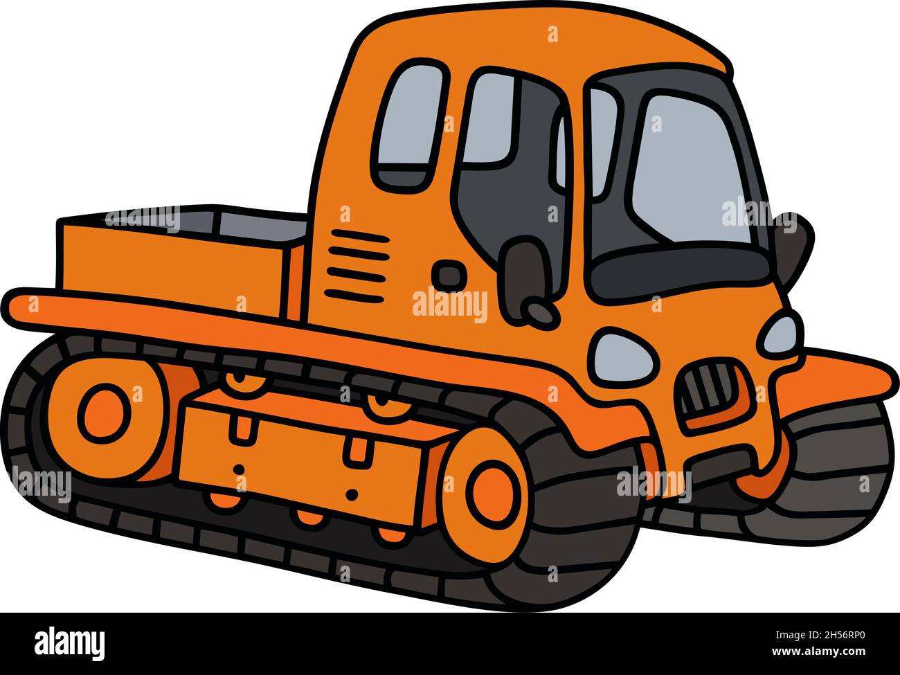 Hand drawing ofan orange tracked vehicle Stock Vector Image & Art - Alamy