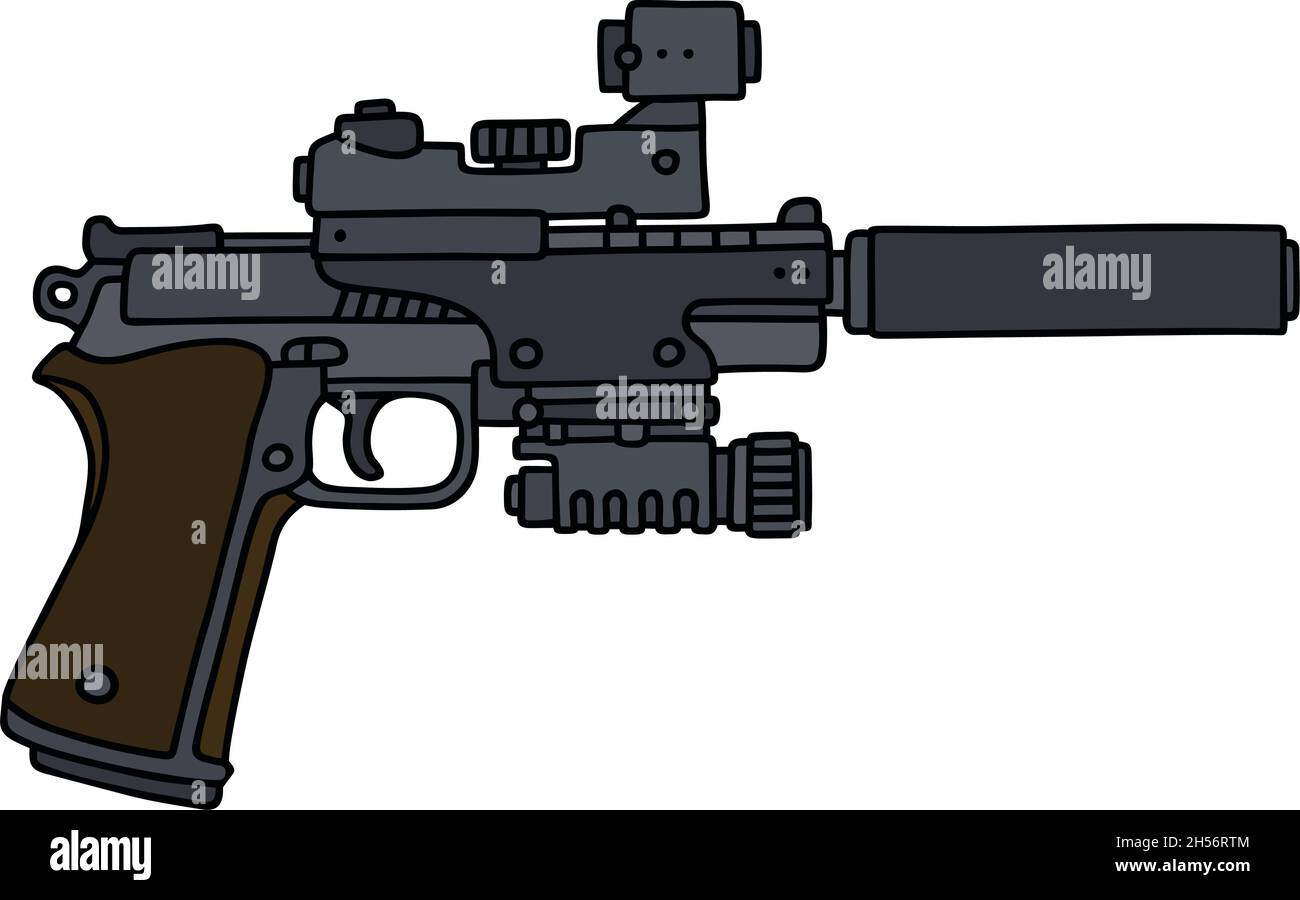 Hand drawing of a gun with the optical device Stock Vector Image & Art ...