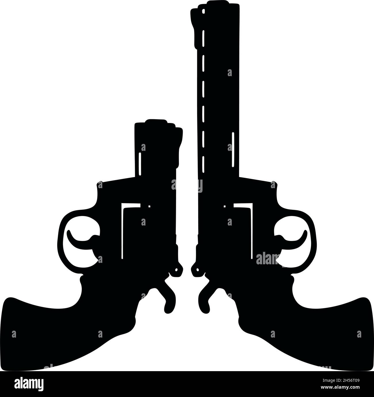 Hand drawing of black short and long revolvers Stock Vector Image & Art ...