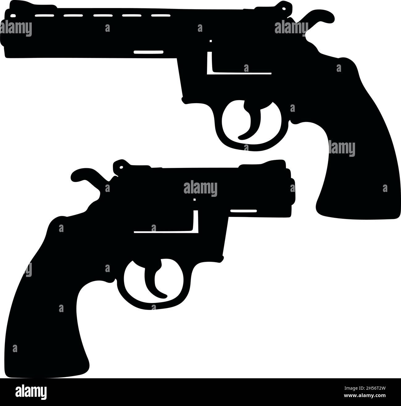 Hand drawing of black long and short revolvers Stock Vector Image & Art ...