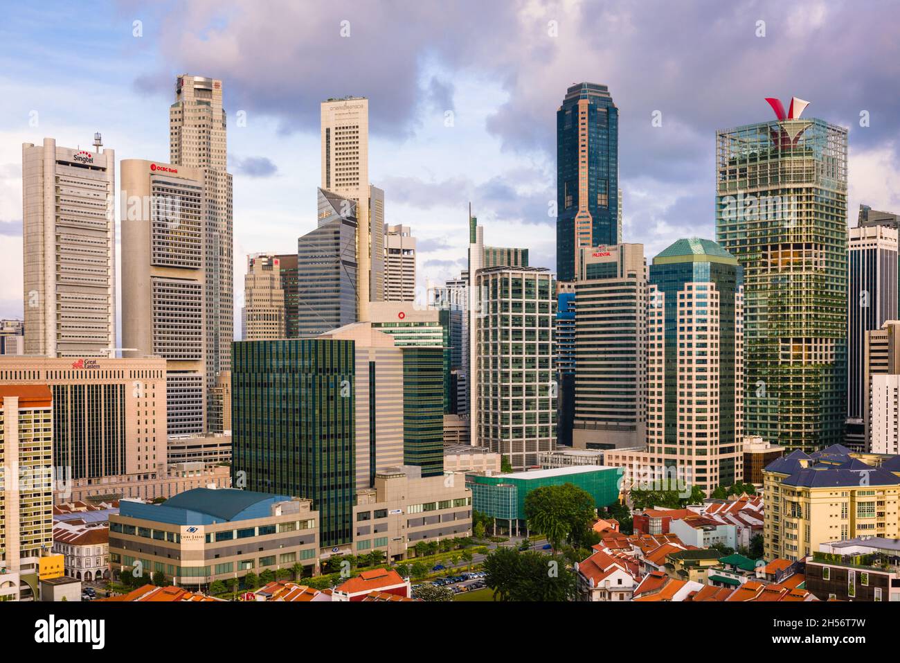 Singapore, 06 February 2016: Modern city skyline with towering ...