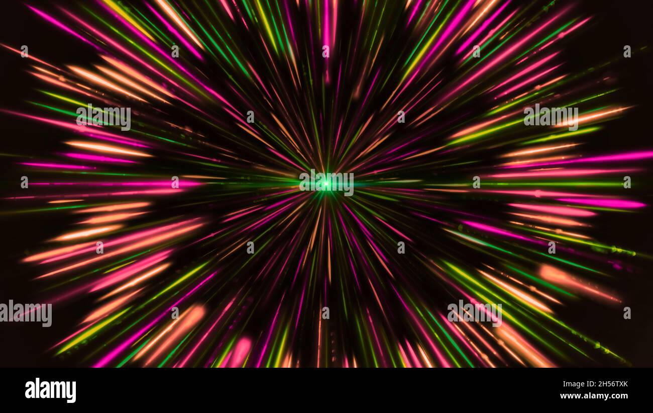 Hypnotic dot with rotating colorful rays. Animation. Bright ...