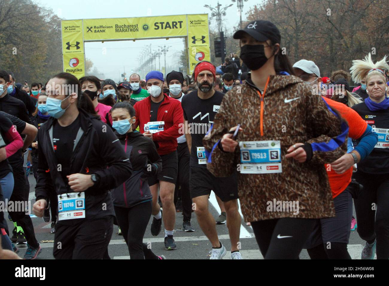 BUCHAREST, ROMANIA - October 30, 2021: Athletes are competing at the 10 ...